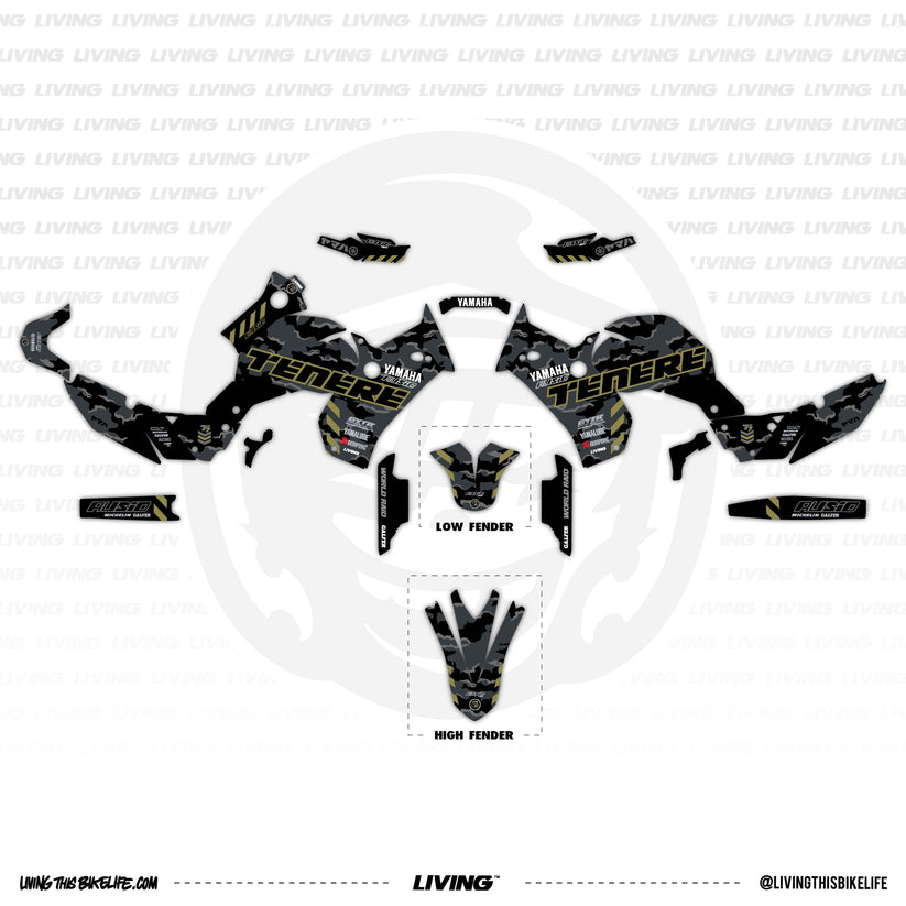 Yamaha Tenere 700 Graphics Kit "Ausio Camo" – LIVING THIS BIKELIFE