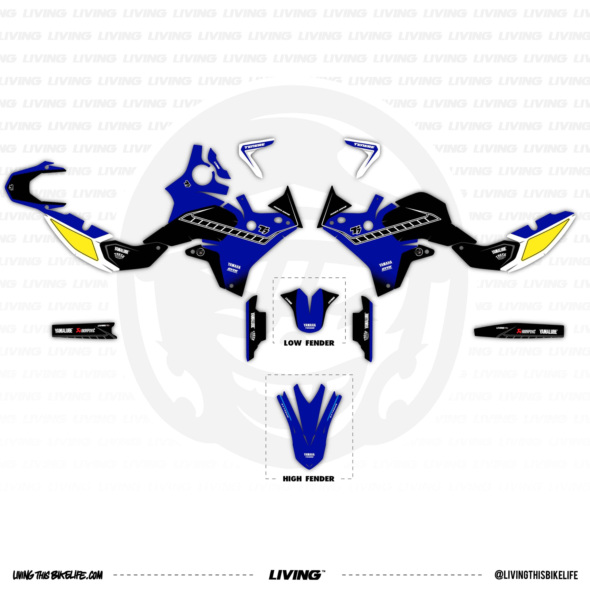 Yamaha Tenere 700 Graphics Kit "Timeless Blue" – LIVING THIS BIKELIFE